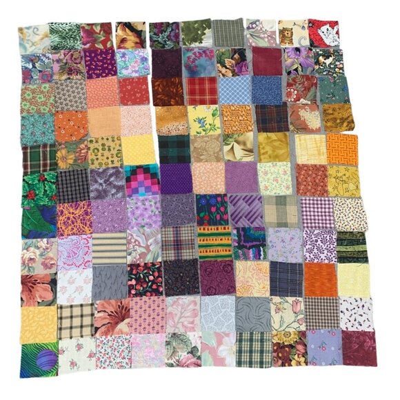 Other | 11 Precut 2 Cotton Squares Assorted Floral Plaid Fabric ...